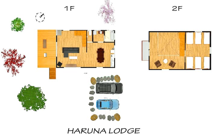 Haruna Lodge 貸切ログハウス。天窓からの星空、暖炉、広いデッキでBbq - 나스마치