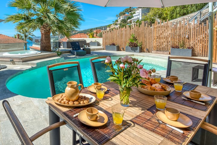 Villa Privée Avec Vue, Piscine Privée Et Jacuzzi! - 尼斯