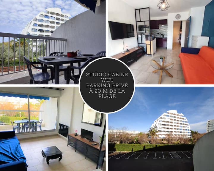 1 èRe Ligne Studio Moderne + Parking Privé - La Grande-Motte