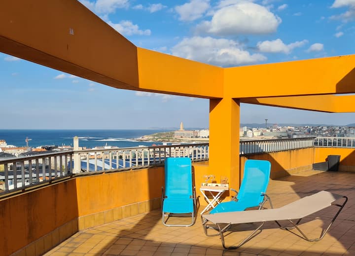 ÁTico Impresionante, Terraza Con Vistas Y Garaje - A Coruña