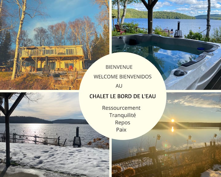 Bord-de-l'eau, Lac Pope, Vue  Spa  Foyer Laurentid - Mont-Laurier