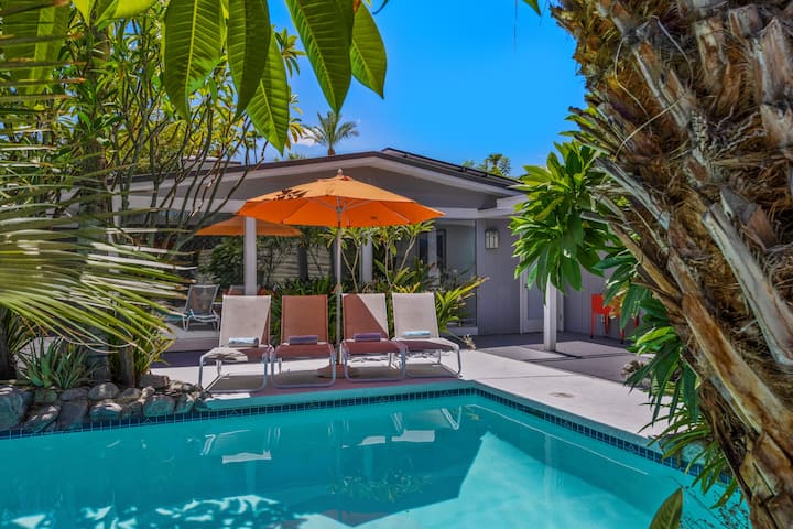 Mid-century Modern | Tropical Garden Pool+tiki Bar - Palm Springs, CA