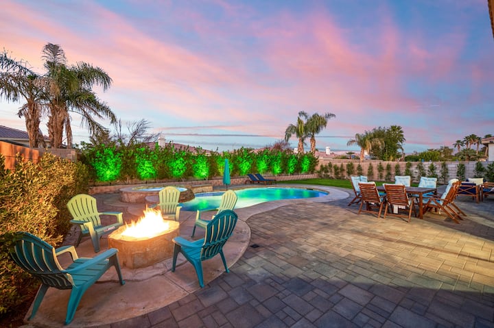 Lux  Desert  Oasis  Pool  Spa  Fire Pit  Games - Indio, CA