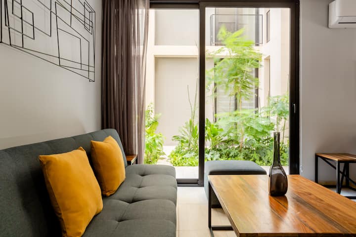 1br W/ Rooftop Pool, Garden View, Gym & Fast Wifi - Playa del Carmen