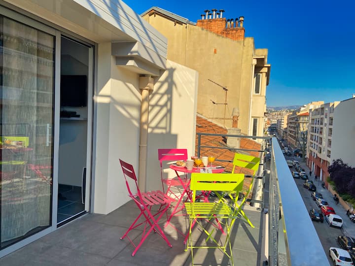 ☀️ Studio Cosy ★ Terrasse & Proche Du Port ★ - Nice