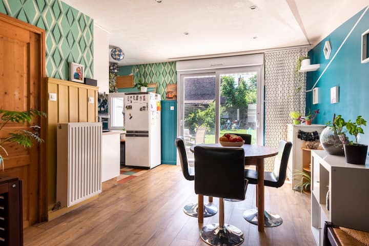 Chambre Avec Bureau Dans Maison Décorée + Jardin - Lesquin
