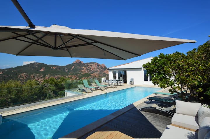 Villa 10pax Piscine Chauffée Vue Mer & Esterel - Agay