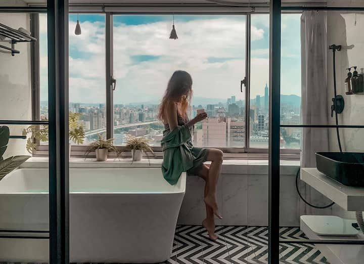 Spa Bath High Floor 2-bedroom Apt Taipei 101 View - Taipei