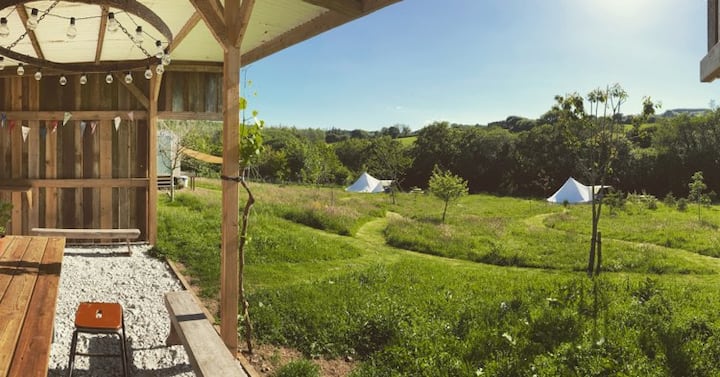 Cozy Bell Tent Farm Stay In Cornwall In 'Barn Owl' - St Austell