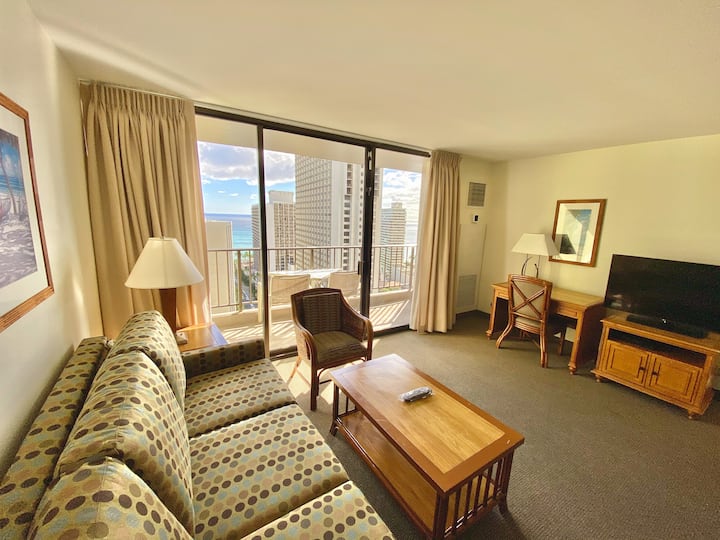 Ocean View 24th Flr 1bd/1ba With Free Parking - Honolulu