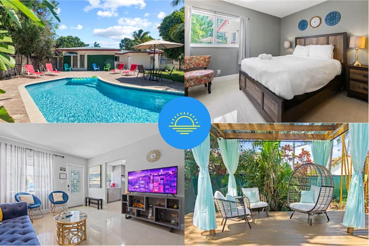 Backyard Pool W Pergola And Grill, Close To Beach - Fort Lauderdale, FL