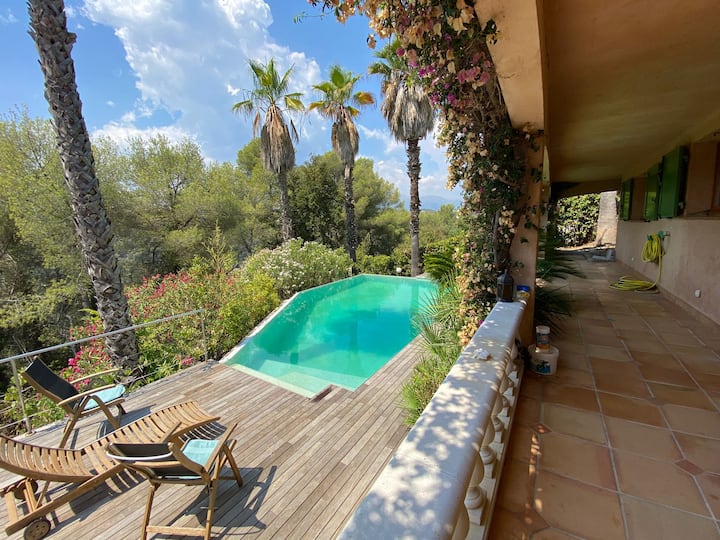 Rdc 2ch Ds Villa Av Piscine, Vue Mer & Chateau - Cagnes-sur-Mer