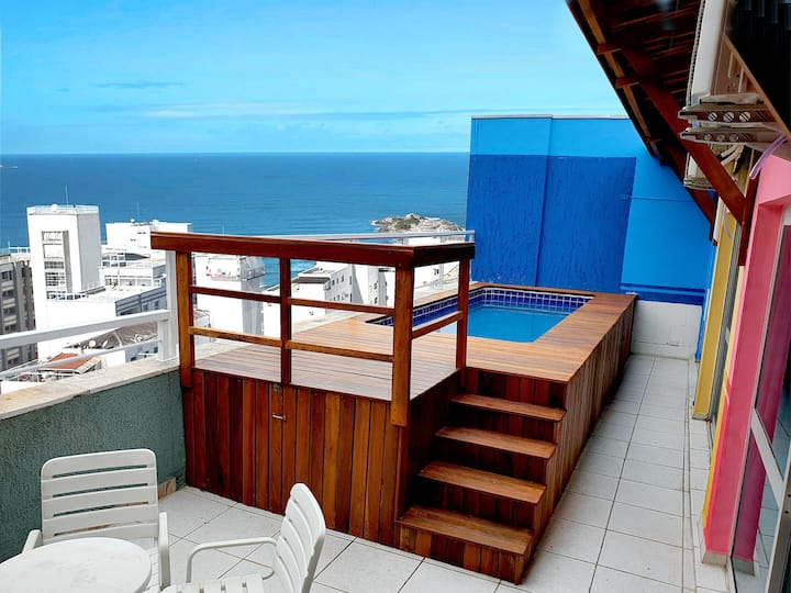 Cobertura C/ Piscina, Churrasqueira, Vista P/ Mar - Guarujá