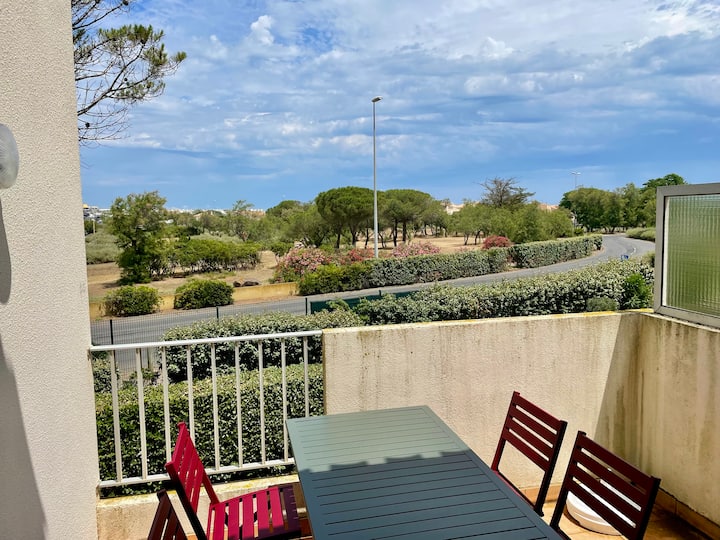 F3 Dans Résidence Privée - Piscine - Tennis - Agde