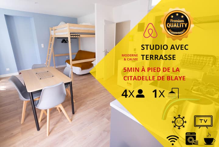 Studio Climatisé Avec Balcon Proche Citadelle - Blaye