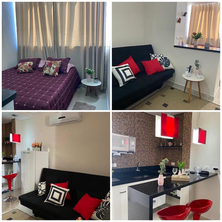 Apto Studio Romance C/ Wi-fi,piscina, Ar, Completo - Guarujá