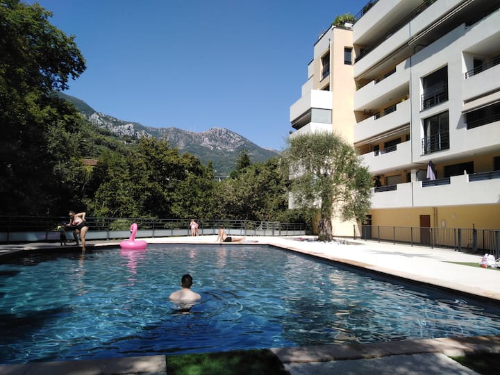 Appart 50m2+jardin+piscine+clim+wifi+parking+canal - Menton