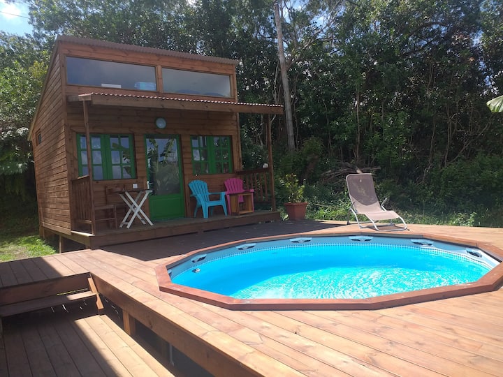 Superbe Bungalow En Bois Piscine Chauffée Vue Mer - Saint-Joseph