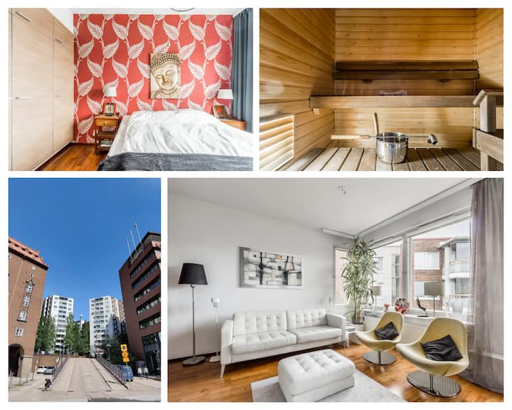 Skyline View With Private Sauna, Balcony & Parking - Helsinki