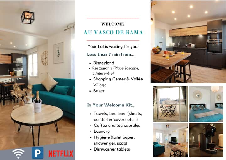 Au Vasco | Self Check-in, Private Parking - Serris