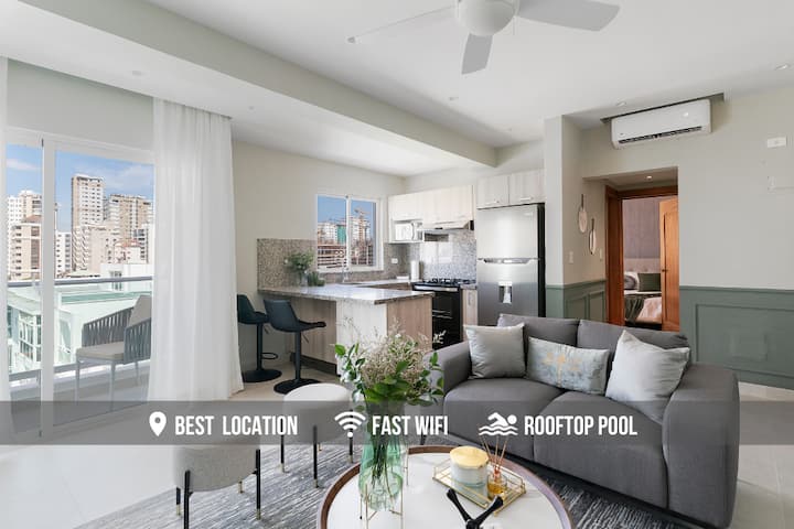Luxury Downtown 1-bdr Apt. | Rooftop Pool & Gym ✓ - Santo Domingo