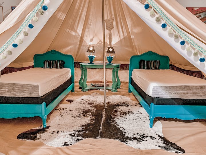 Squash Blossom, Teepee Inside Glamp Inn Cadillac - Round Top, TX