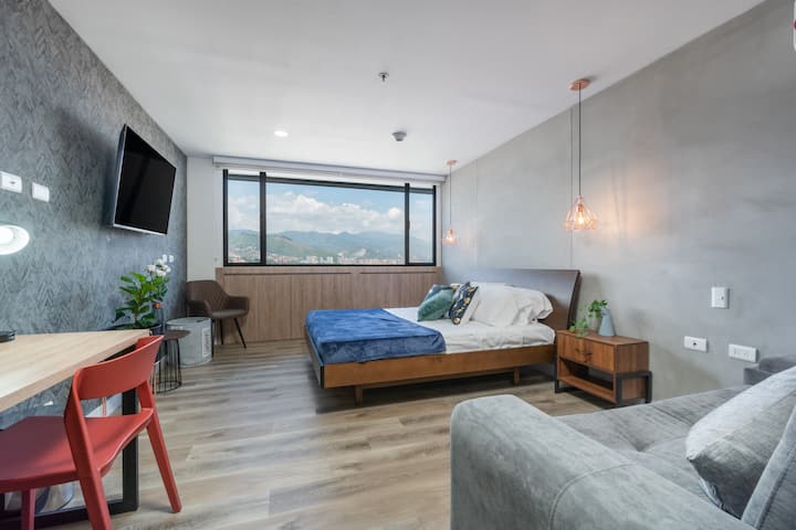 Modern Loft 12th Floor In El Poblado-ac & Co-work - Itagüí