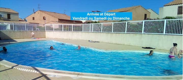 Villa 2 Ch- Clim Et Piscine - Plage à 7mn à Pied - Narbona