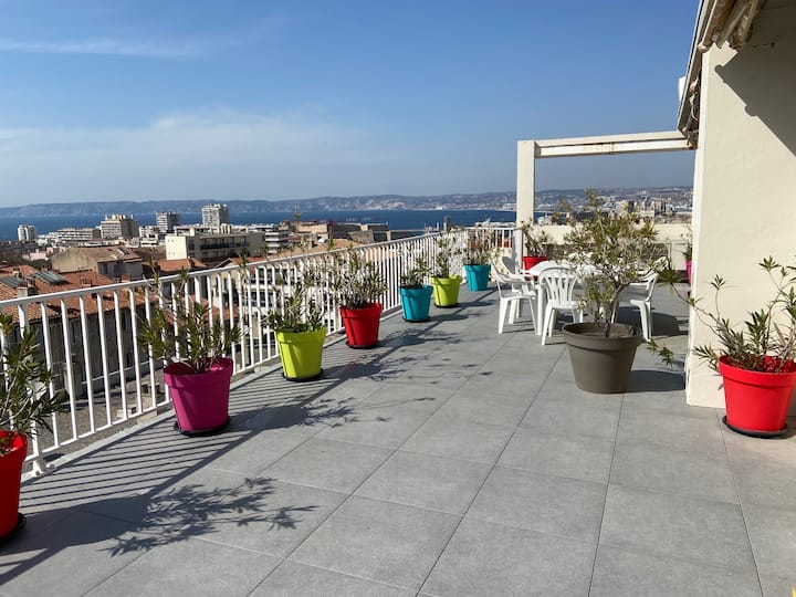 Rooftop Vue Imprenable Proche Vieux Port Et Plage - Marseille