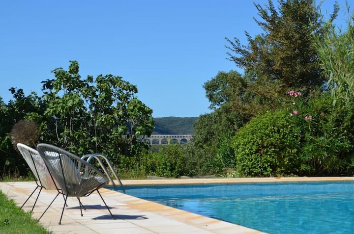 Le Mazet De L'escayre Piscine Et Vue Pont Du Gard - Castillon-du-Gard