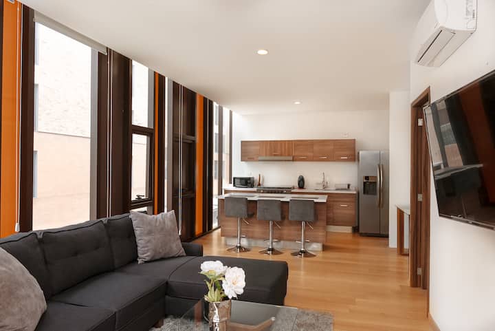 Glamorous 1br Apt102 King Size W/ac + Plaza + Park - Monterrey