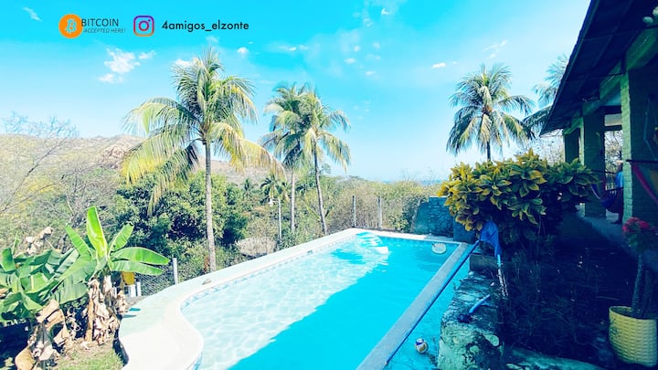 4 Amigos El Zonte – Room "Olita" (Pool, Oceanview) - El Salvador