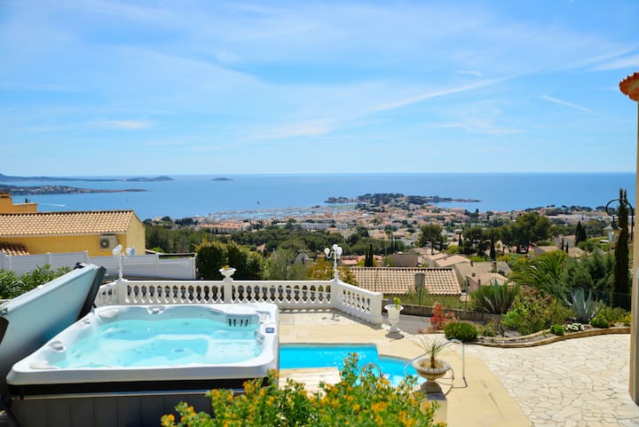 Villa La Tourelle Vue Mer Piscine Et Jacuzzi - Le Castellet