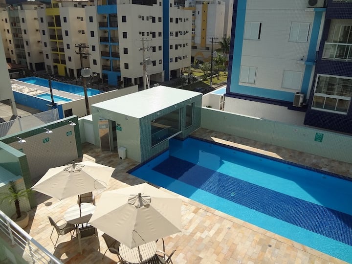 Apto-205 Em Condominio Confortável à 350m Da Praia C/ Ar Cond - Ubatuba