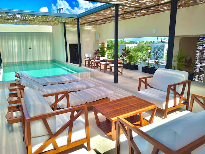 Bohemian 1-br Condo | Roof Top Pool, Fast Wifi - Tulum