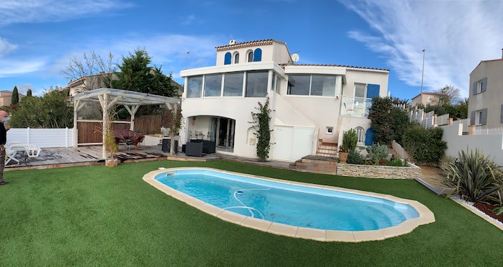 Rez De Jardin Climatisé Avec Piscine Et Vue Mer - Martigues
