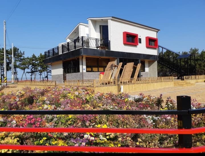 고창 바다 해리스테이펜션(1층 해리 ) 기준 8명~최대12명, 노래방,바베큐,갯벌조개캐기 - 고창군