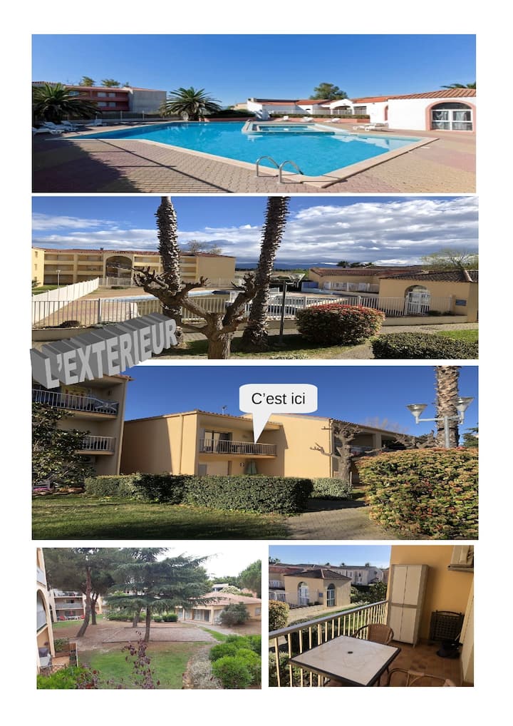 T2 Climatisé Mer-piscine - Terrasse-parking - Canet-en-Roussillon