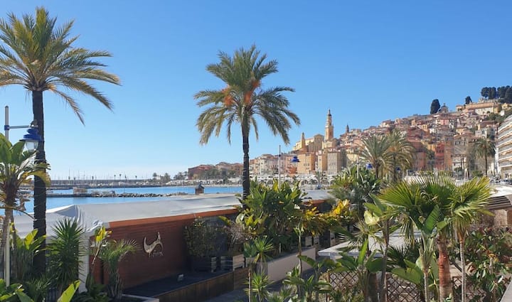 Grand Studio, Belle Terrasse, Plage Des Sablettes - Menton
