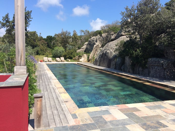 Villa D'architecte Vue Mer Avec Piscine En Ardoise - Figari