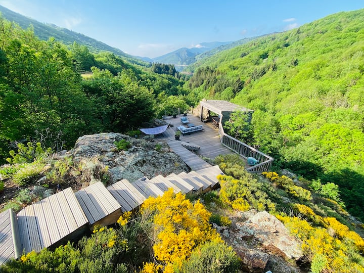 Grand Chalet Au Pied Du Mont Lozère Avec Vue Lac - Lozère