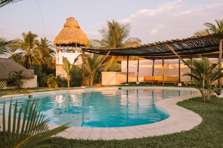 Beachfront | Pool | Kitchen | Hidden Wave Resort - Sipacate