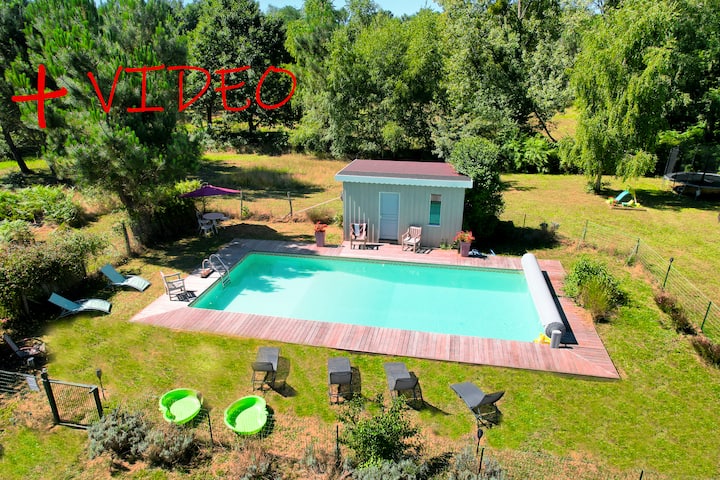 Grande Maison Bois Avec Piscine Chauffée - Casteljaloux