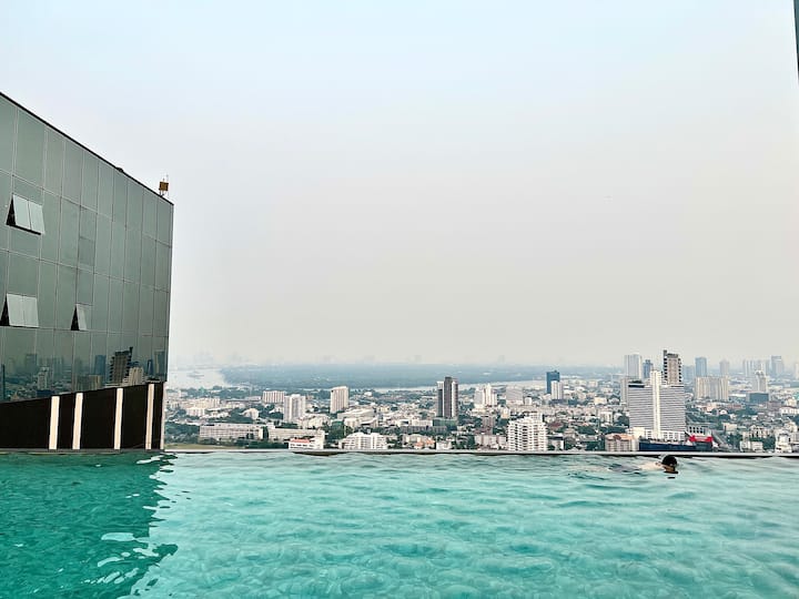 【K01】sathorn Luxuryapt&sky Pool+gym&sky Lounge&bts - Bangkok