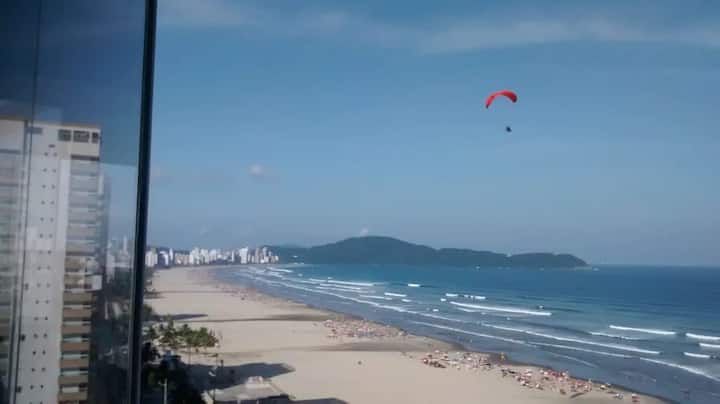 Apto Frente  Mar Churrasqueira Sacada E  Internet - Praia Grande