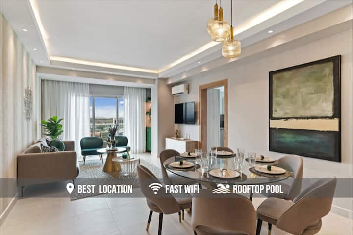 ★★★★★ Luxe Downtown 3-bdrm Apt 6 Guests | Pool+gym - Santo Domingo