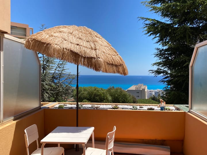 Joli Studio Vue Mer, Parking, Piscine, Tennis, ... - Nice