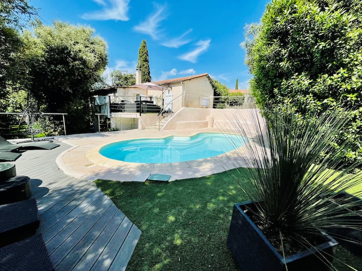 Villa Familiale Au Calme Avec Piscine Privée - 그라스