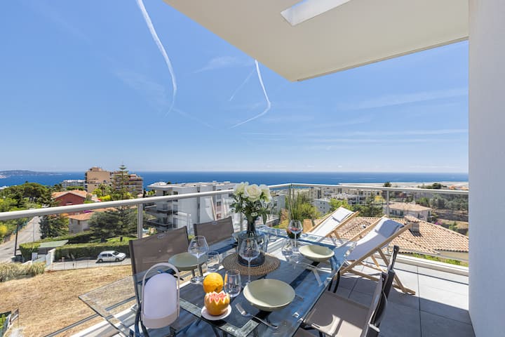 Bay View - New Apartment! Sea View + Pool + Garage - Nizza