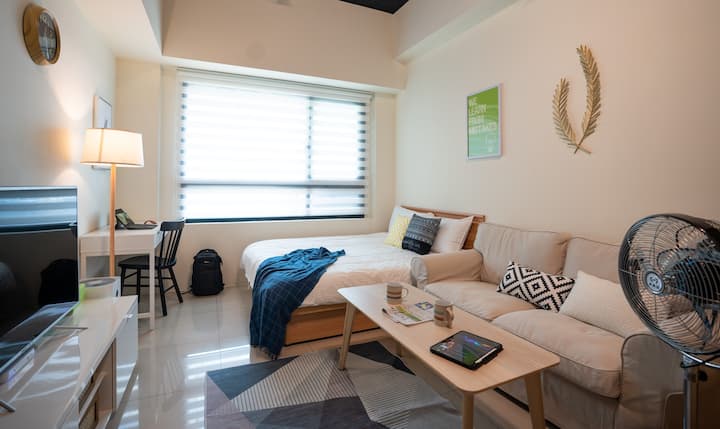 【New】taipei新埔捷運站步行1分鐘/自然純淨/有暖氣、廚房、洗脫烘衣機/月租型景觀房夜光熠熠 - 신좡 구